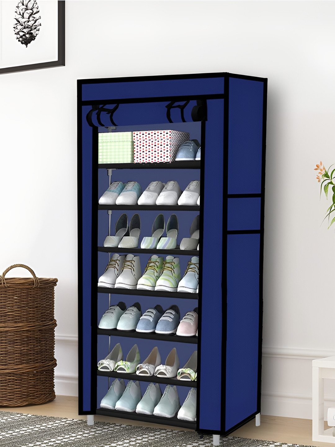 Buy Urban Choice Blue 7 Layer Non Woven Fabric Rectangle Shoes Rack ...