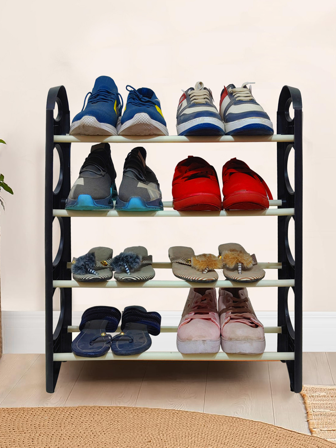 Buy Urban Choice Black 4 Tier Metal Rectangle Shoes Rack - Racks And ...