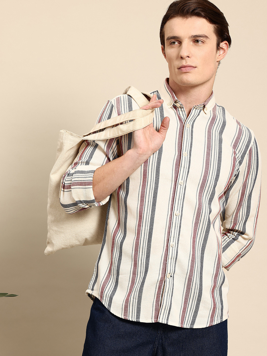 Buy Mast & Harbour Pure Cotton Opaque Striped Casual Shirt - Shirts for ...