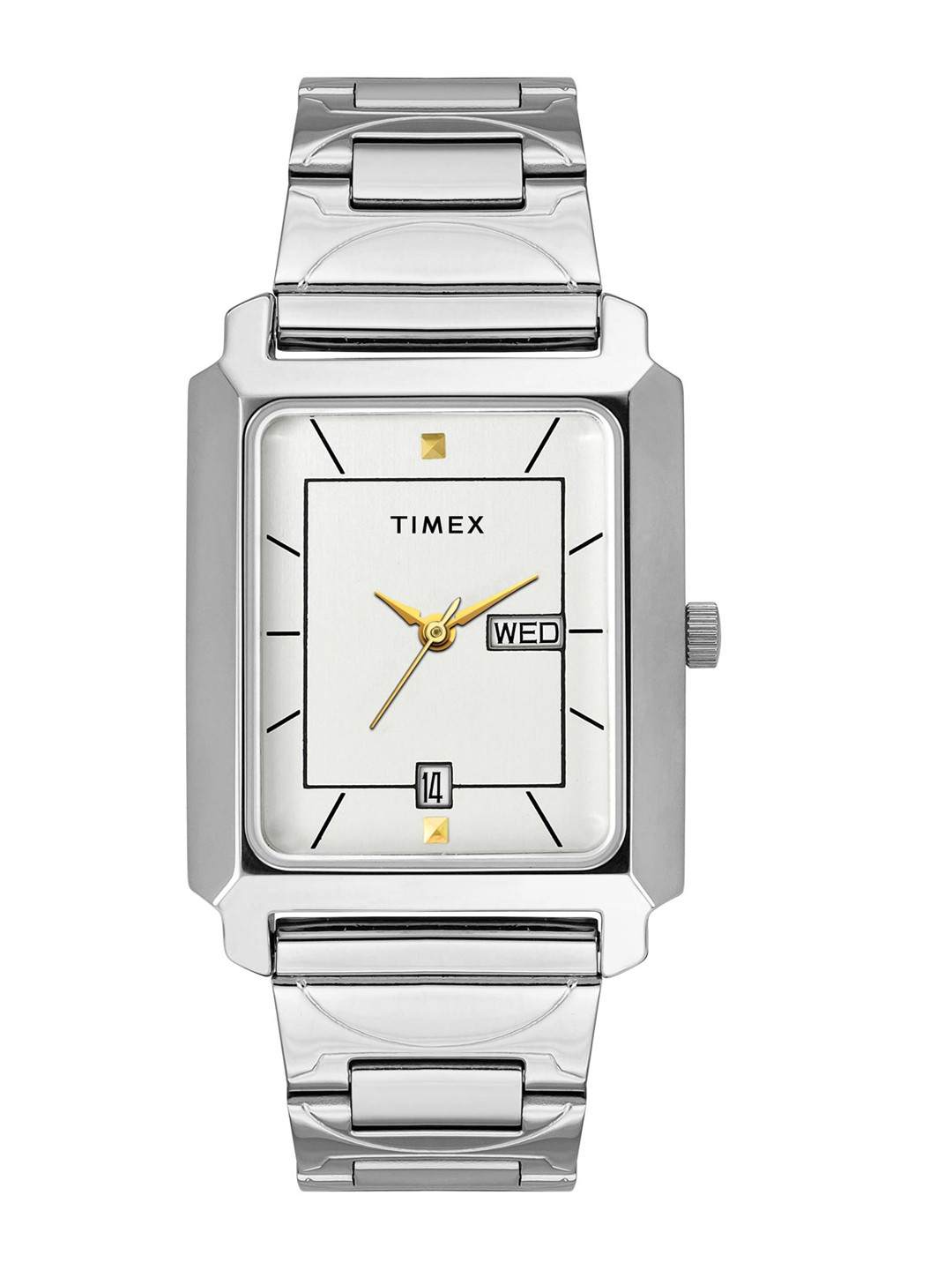Buy Timex Men Brass Dial Stainless Steel Bracelet Style Rectangular ...