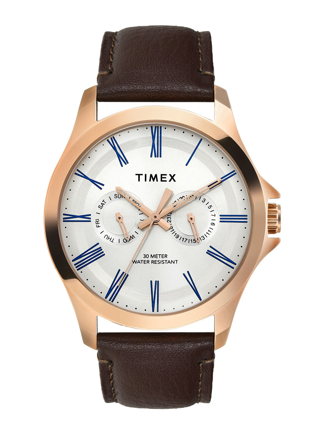 Buy Timex Men Brass Dial Leather Straps Round Analogue Watch TW000X128 ...