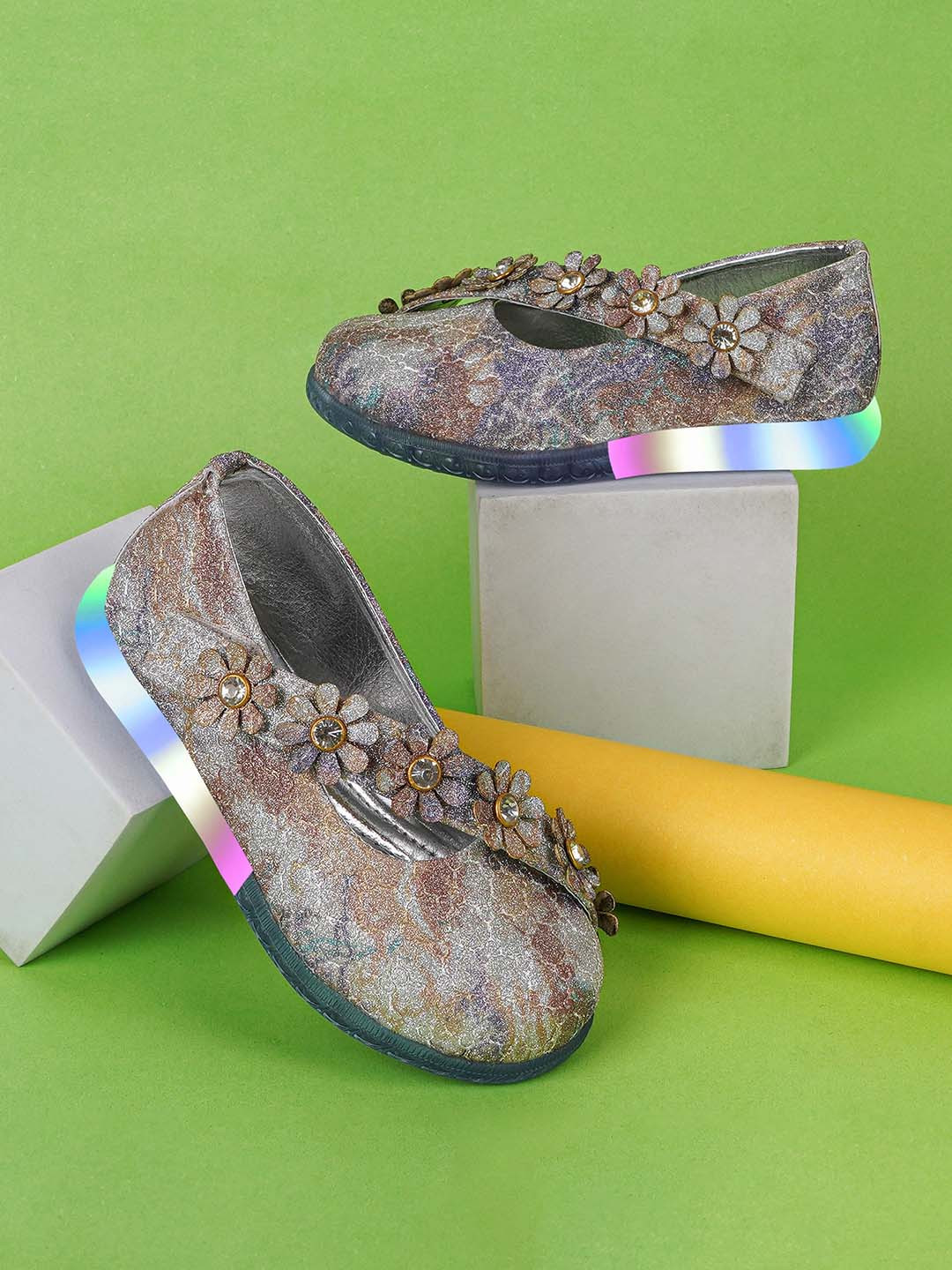 Buy BAESD Girls Textured Party Ballerinas With LED Light - Ballerinas ...