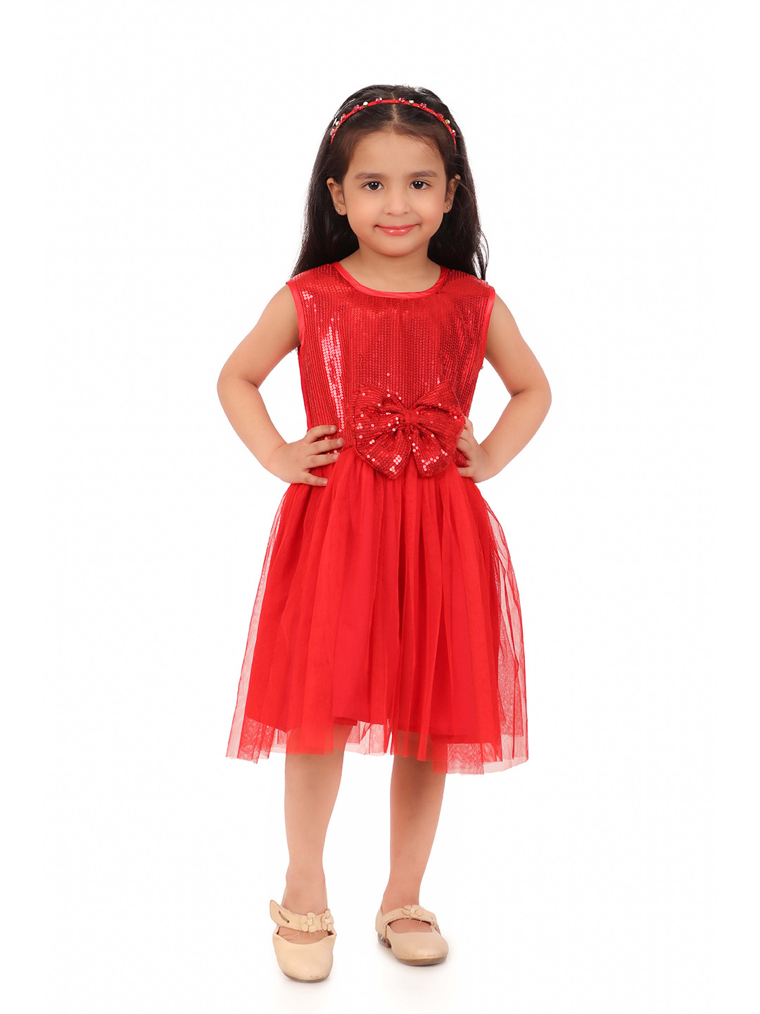 Buy R Cube Girls Embellished Sequined Net Fit & Flare Dress - Dresses ...