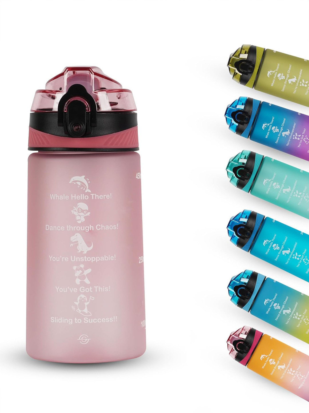 Buy Solara Motivational Sipper Water Bottle, Pearly Pink 500ML - Water ...