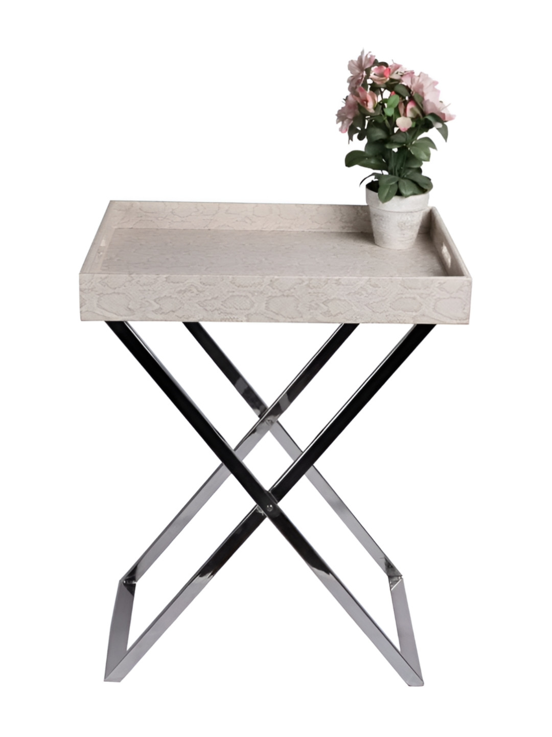 Buy CasaGold Grey Croco Butler Tray With Steel Stand - Serving Tray for ...