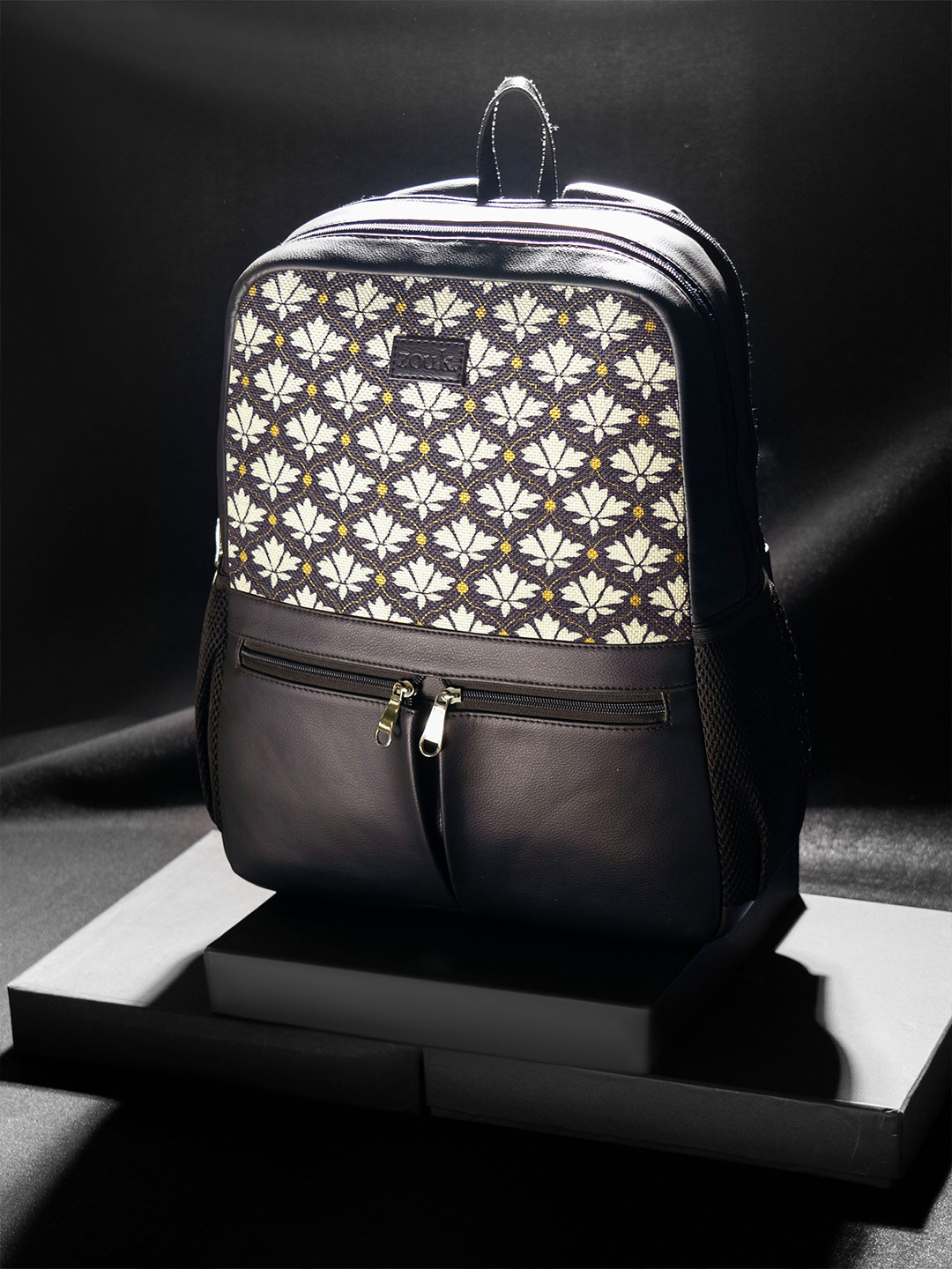 Buy ZOUK Women Ethnic Printed Vegan Leather Backpack With Compression ...