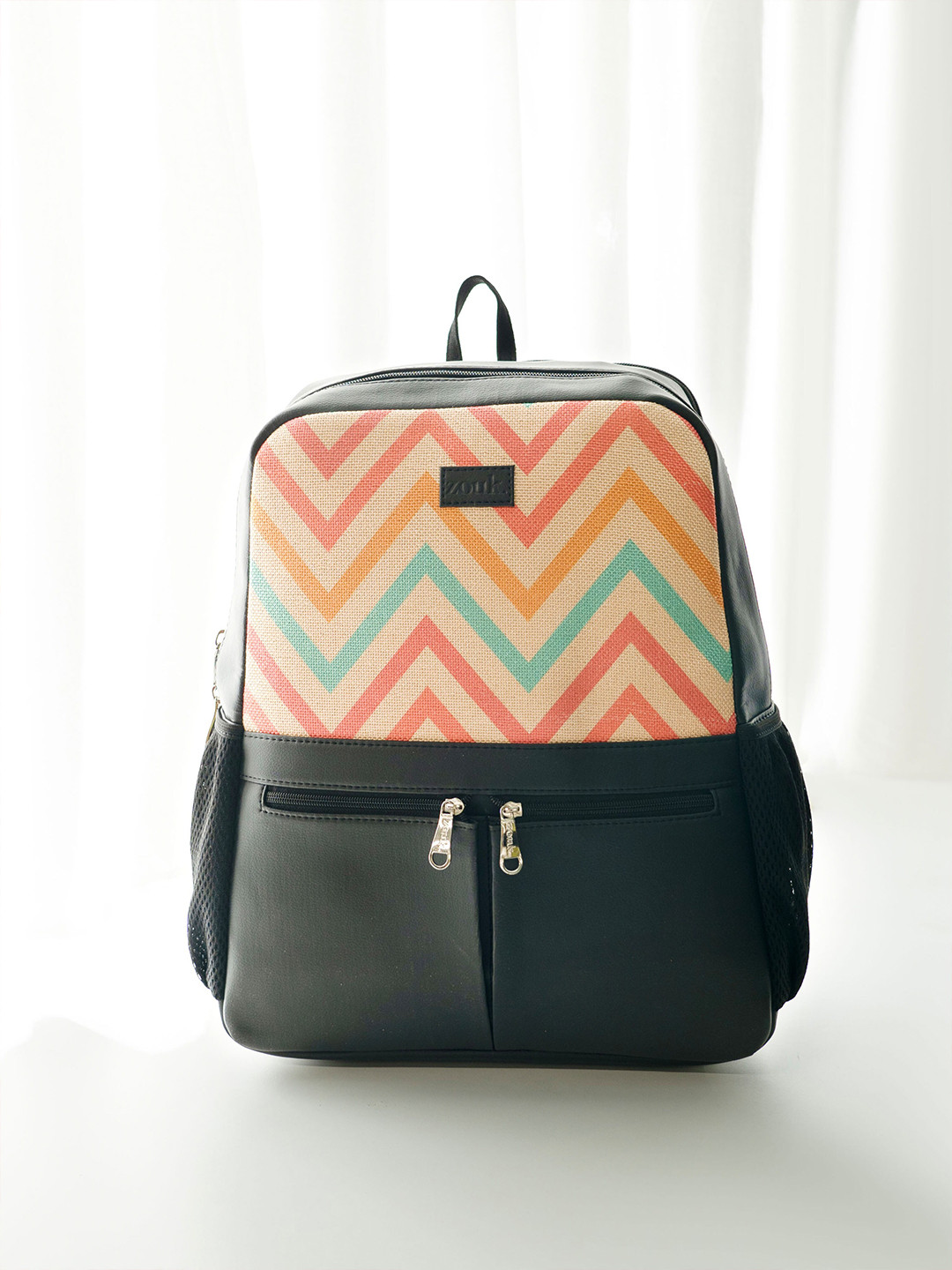 Buy ZOUK Women Chevron Printed Vegan Leather Backpack With Compression ...