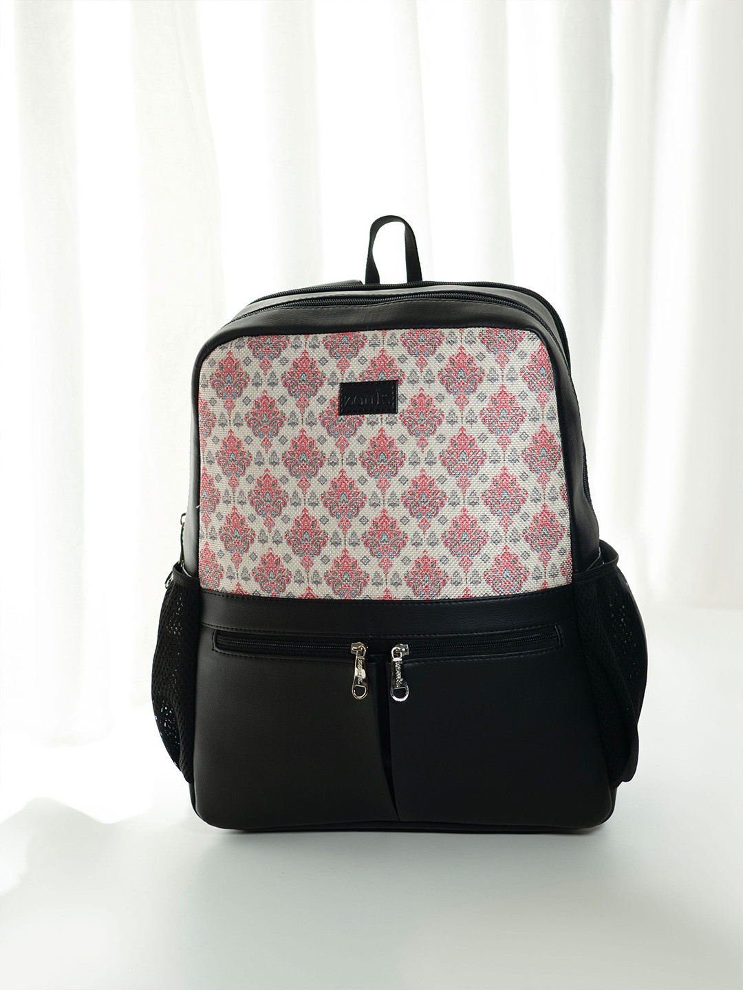 Buy ZOUK Women Ethnic Printed Vegan Leather Backpack With Compression ...