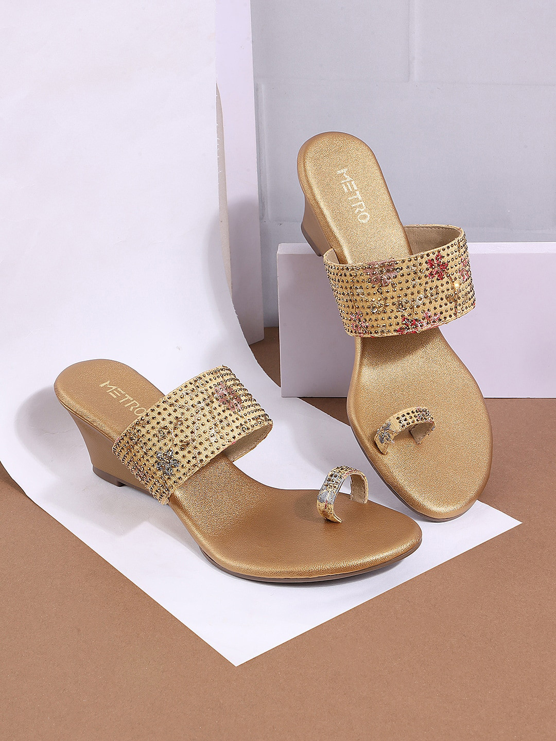 Buy Metro Embellished Open Toe Wedge Heels - Heels for Women 26631914 ...