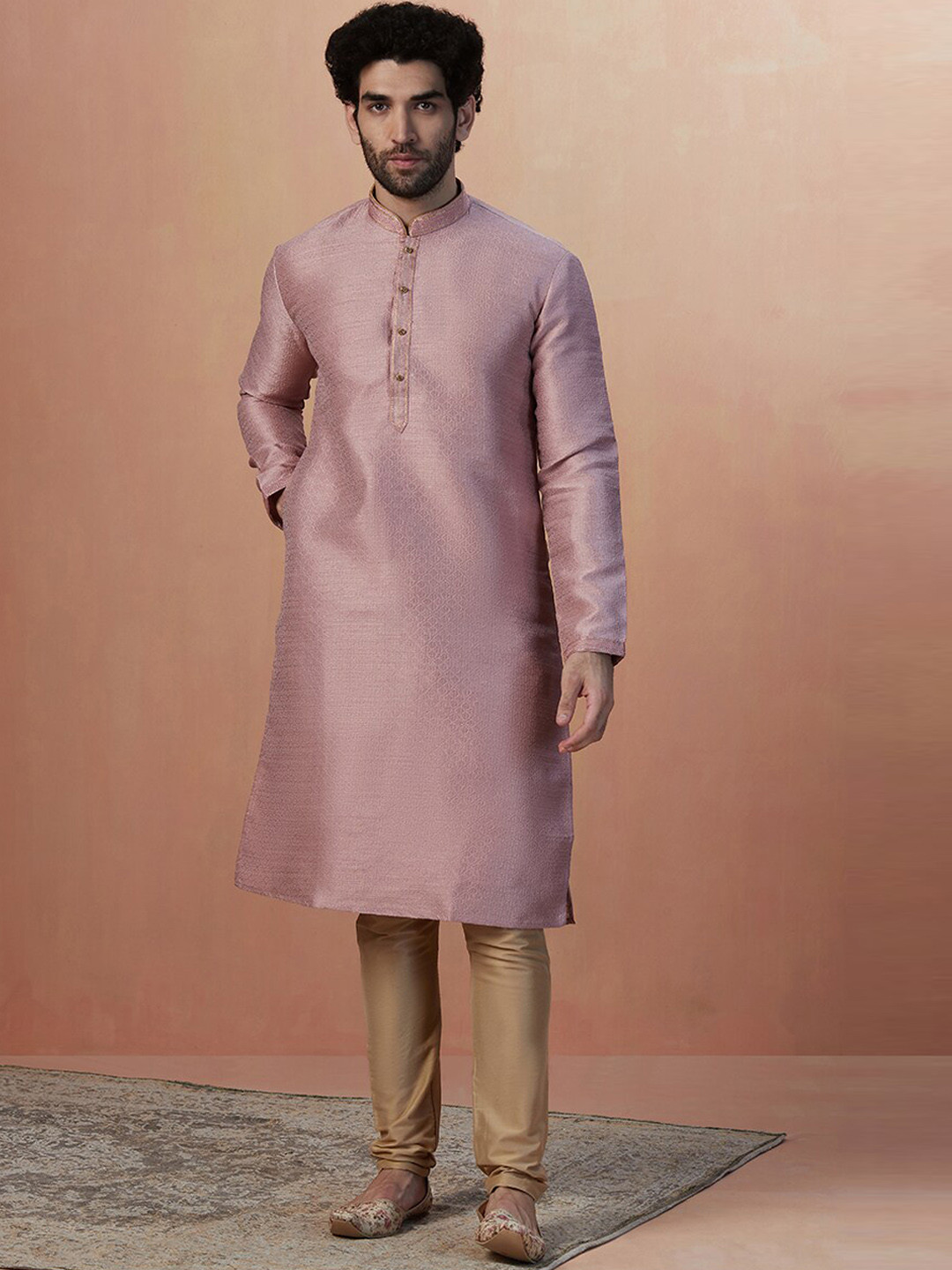 Buy Manyavar Ethnic Motifs Woven Design Regular Kurta With Pyjamas ...