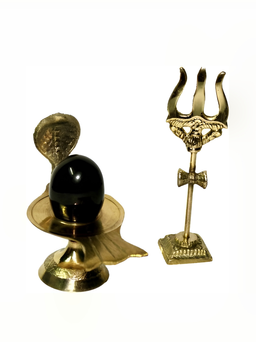 Buy Navyaksh Gold Toned & Black Brass Shivling With Trishul Jalahari ...