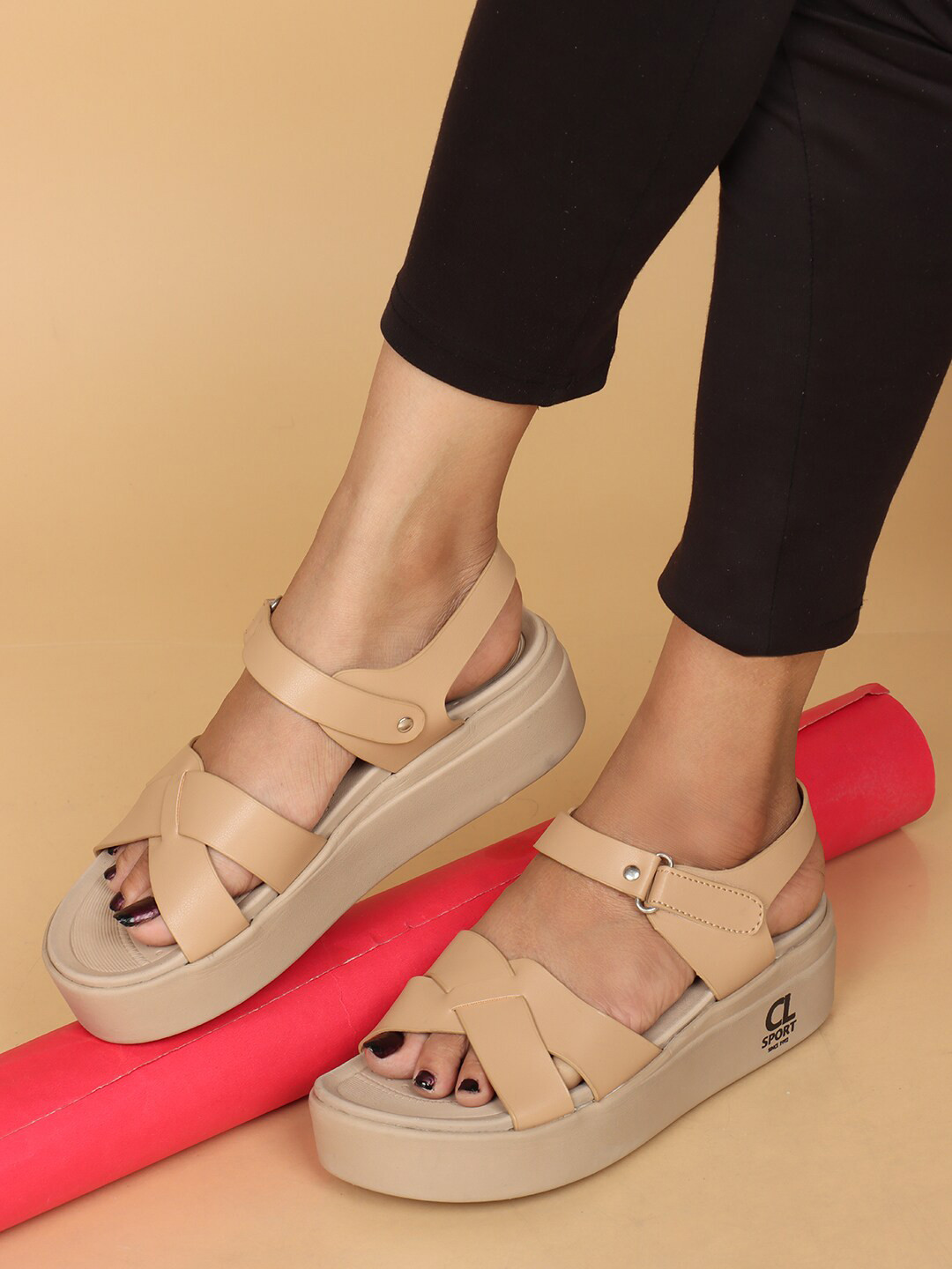 Buy Carlton London Sports Beige Flatform Sandals - Heels for Women ...