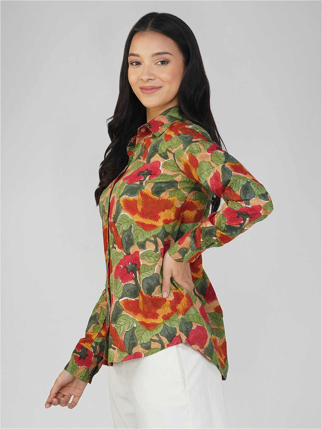 Buy SPARSA Classic Abstract Block Printed Long Sleeves Cotton Casual ...