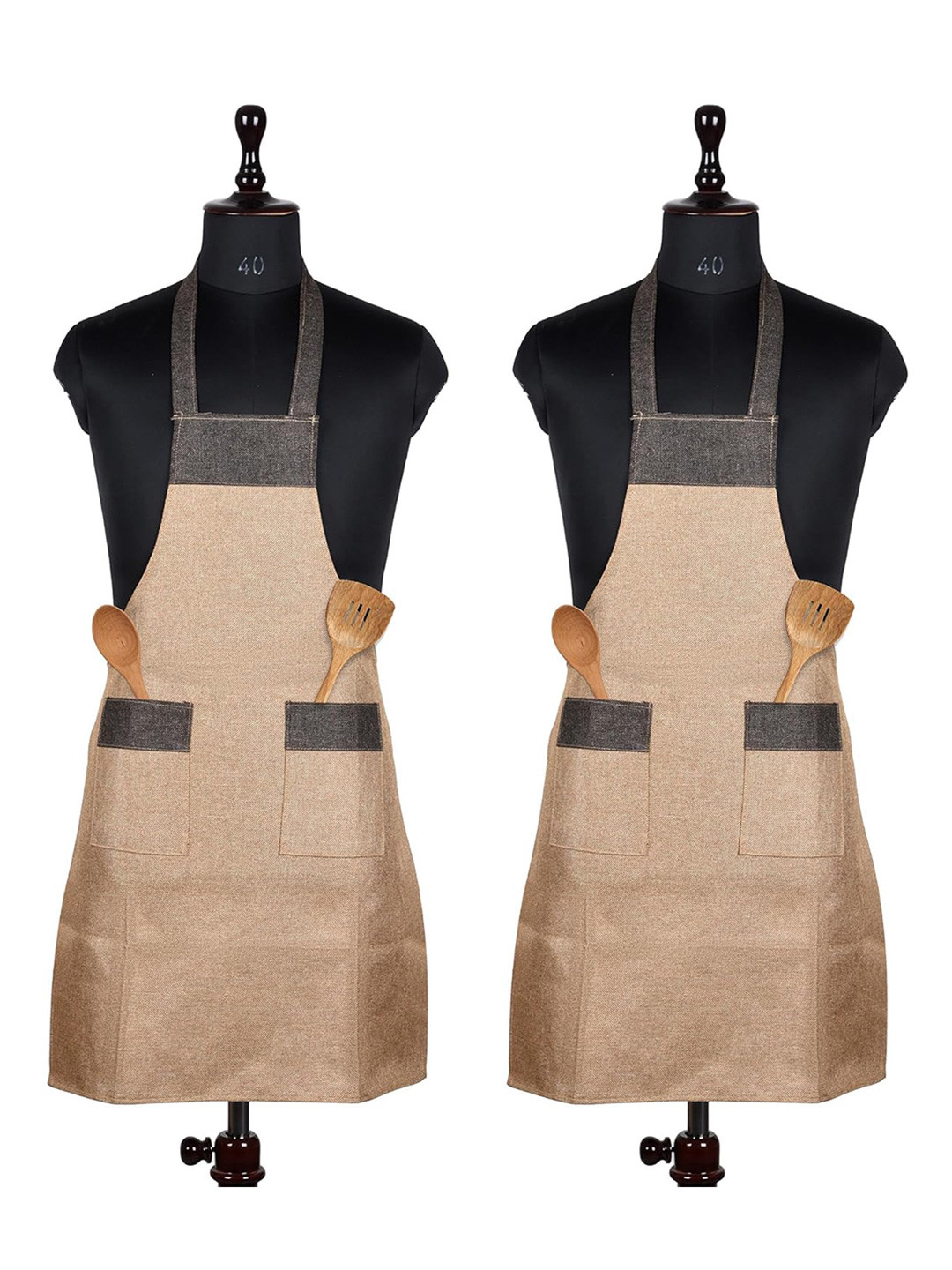 Buy Kuber Industries Set Of 2 Gold Toned Water Resistance Kitchen Apron ...