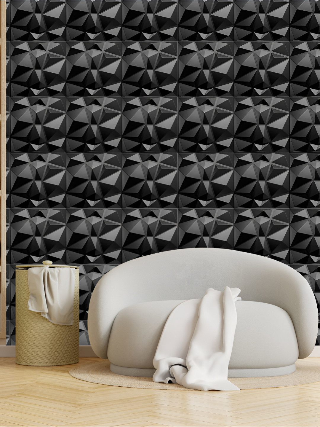 Buy KAYRA DECOR Black 66 Pieces Diamond Design 3D PVC Wall Panels ...
