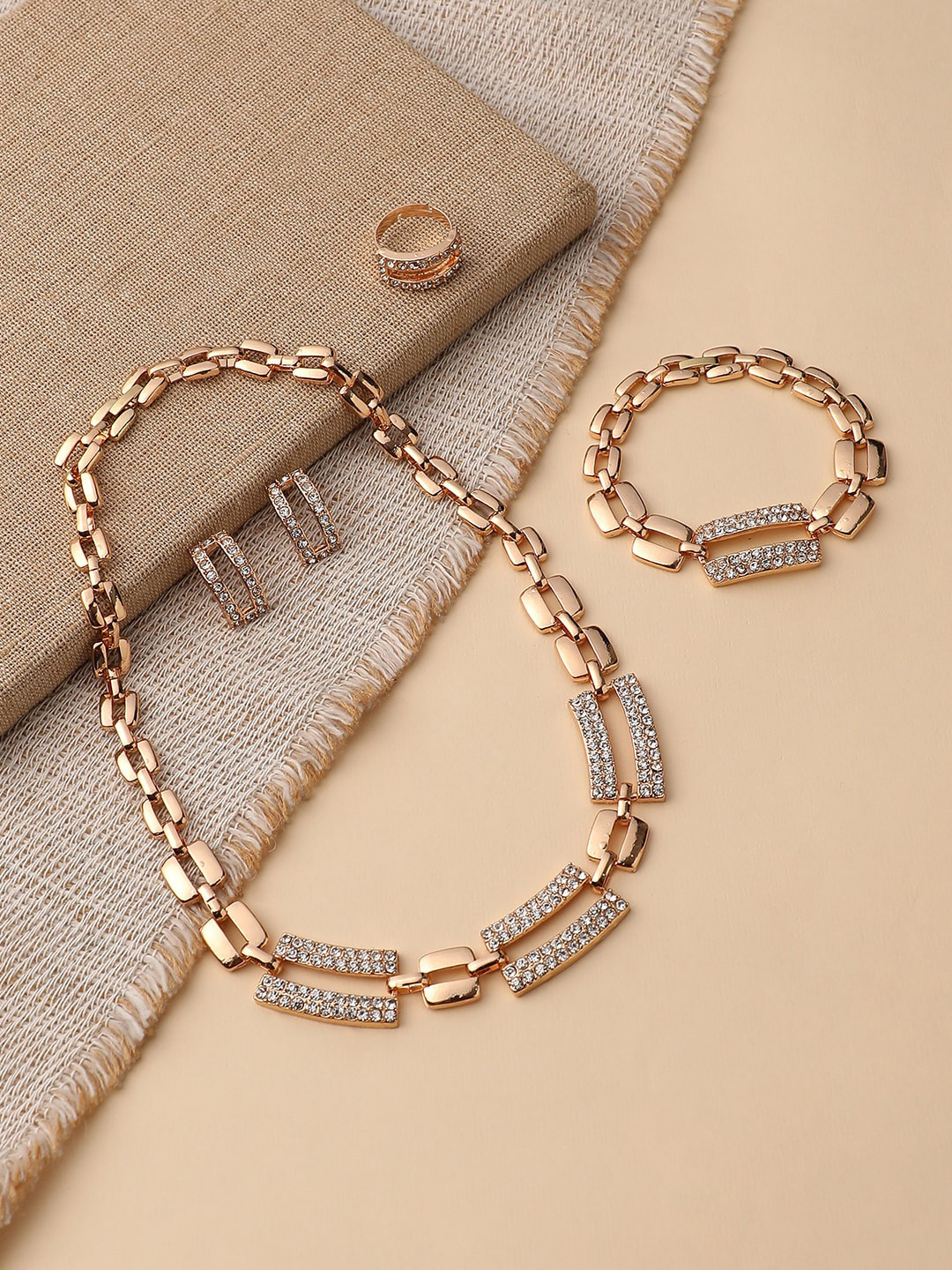 Buy DressBerry Gold Plated Stone Studded Jewellery Set - Jewellery Set ...