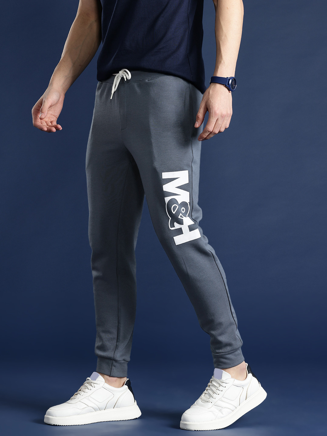 Buy Mast & Harbour Men Typography Print Regular Fit Joggers - Track ...