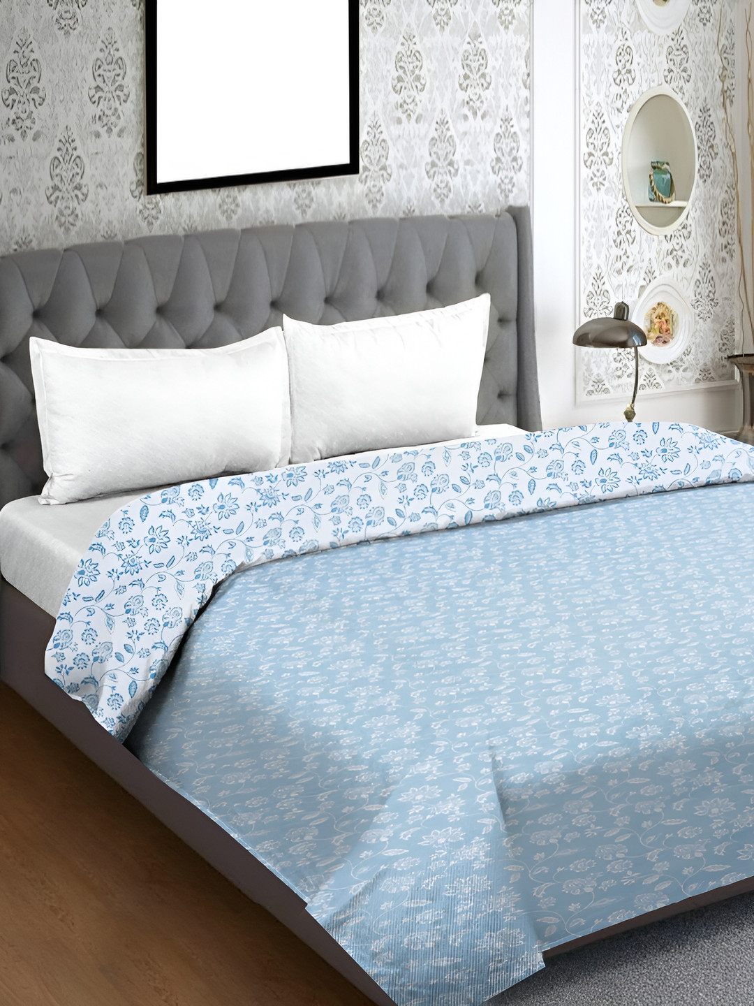 Buy RRC Blue & White Floral AC Room 150 GSM Double Bed Dohar - Blankets ...
