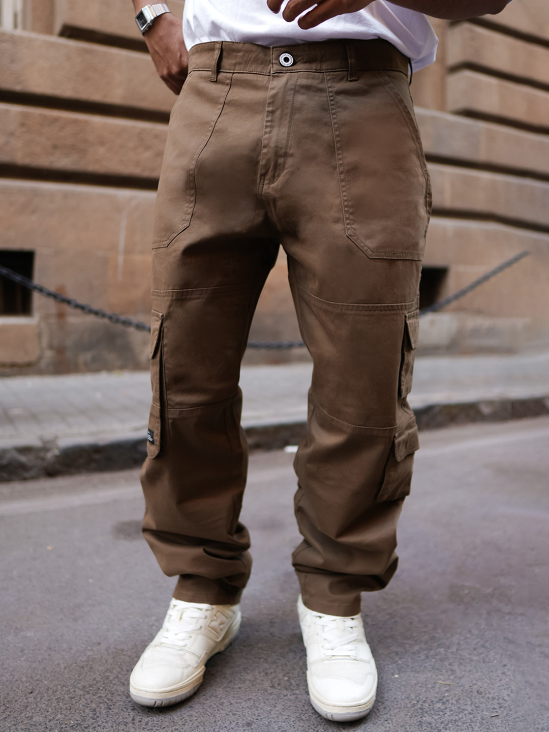 Buy Powerlook Men Brown Mid Rise Denim Cargos - Trousers for Men ...