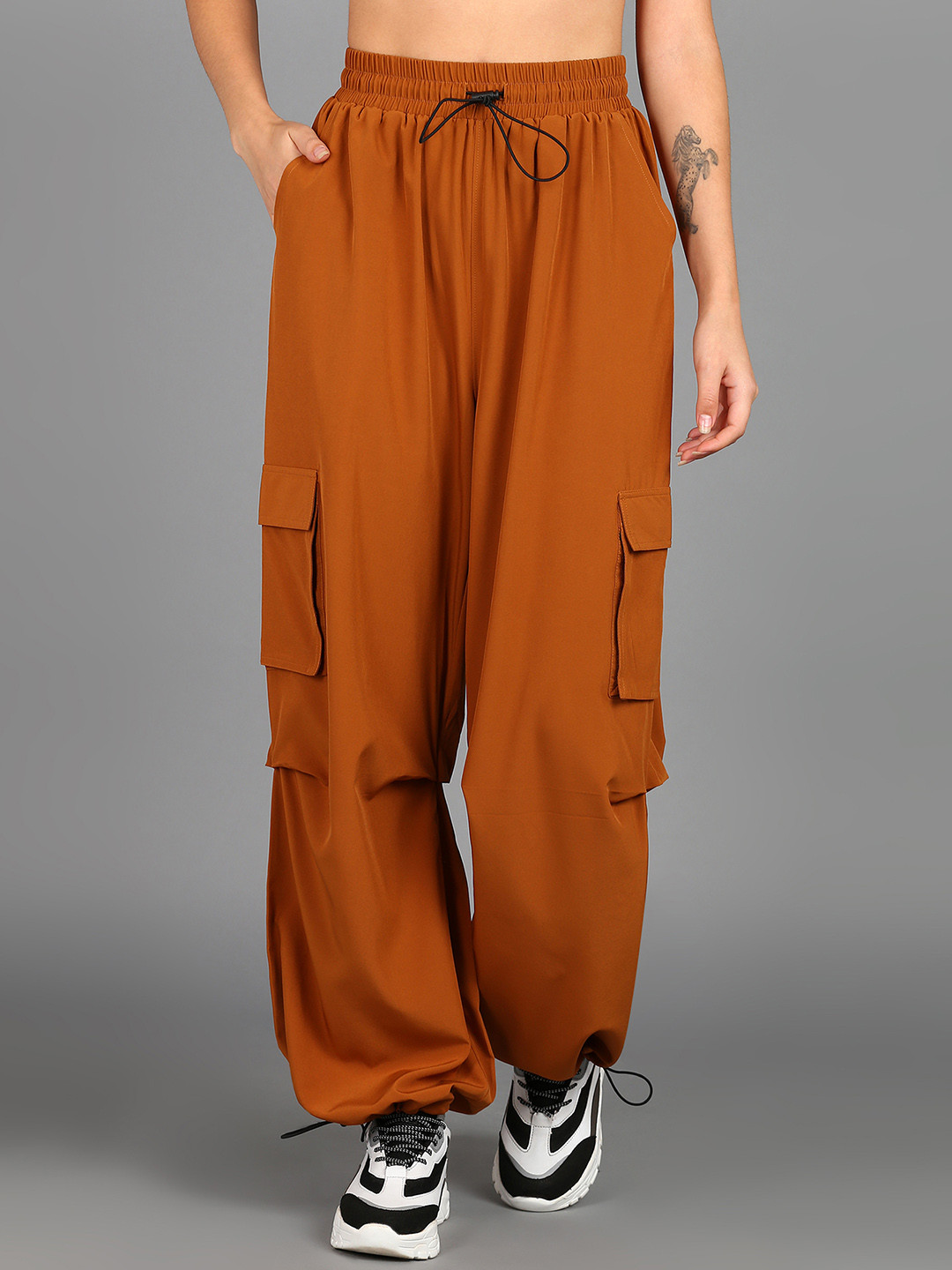 Buy Roadster Women Mid Rise Baggy Fit Parachute Track Pants - Track ...