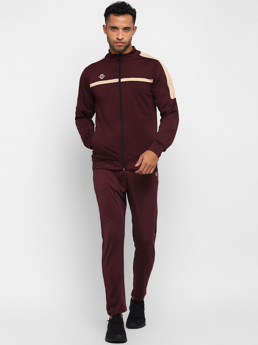 Buy NIVIA Colourblocked Mock Collar Tracksuit - Tracksuits for Men ...