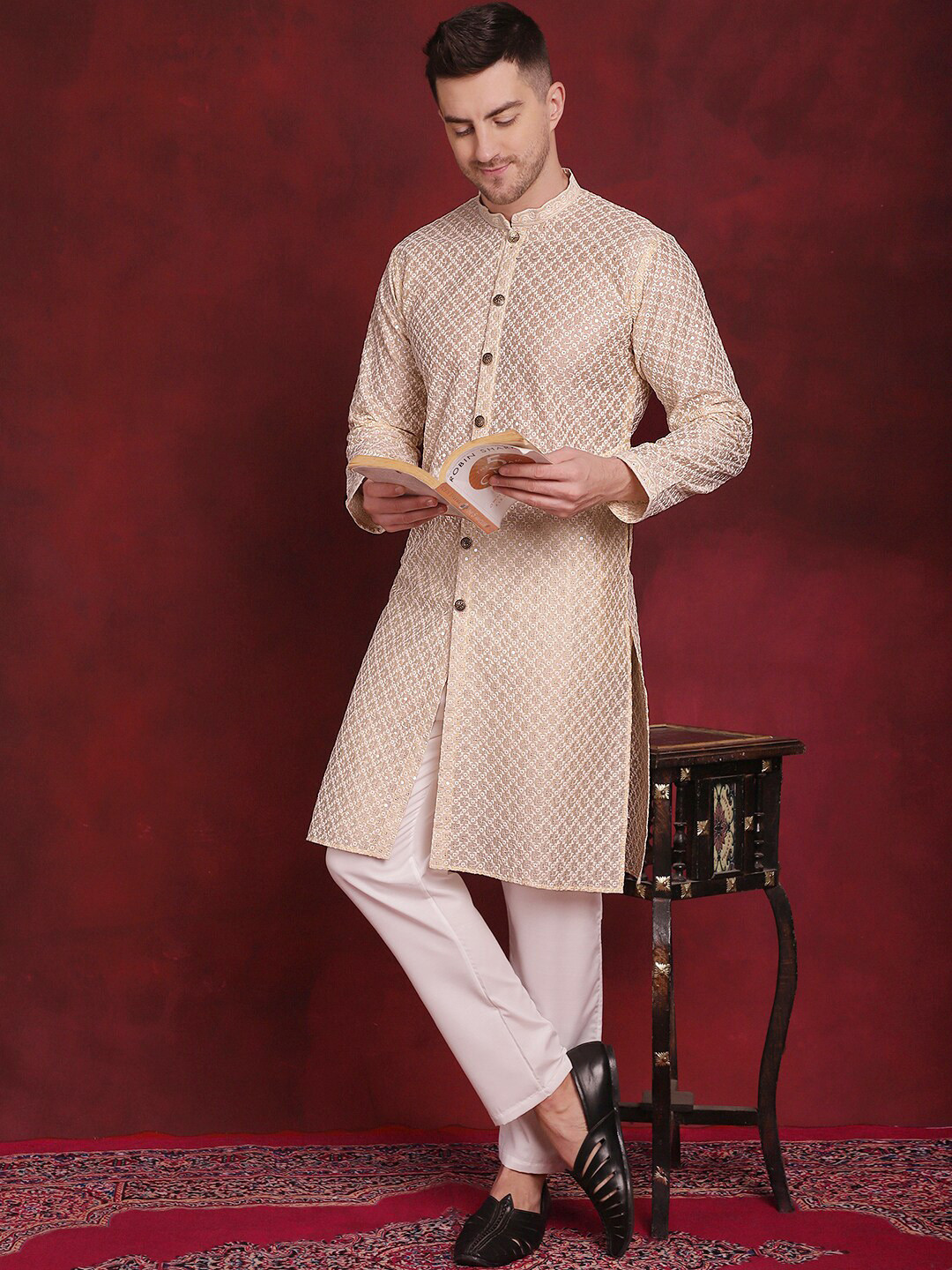 Buy Jompers Embroidered Regular Sequinned Kurta With Pyjamas - Kurta ...