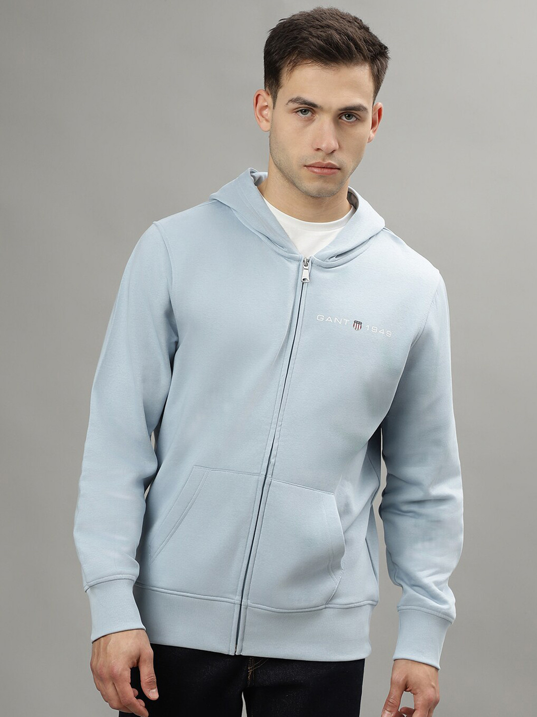 Buy GANT Solid Hooded Regular Fit Sweatshirt - Sweatshirts for Men ...