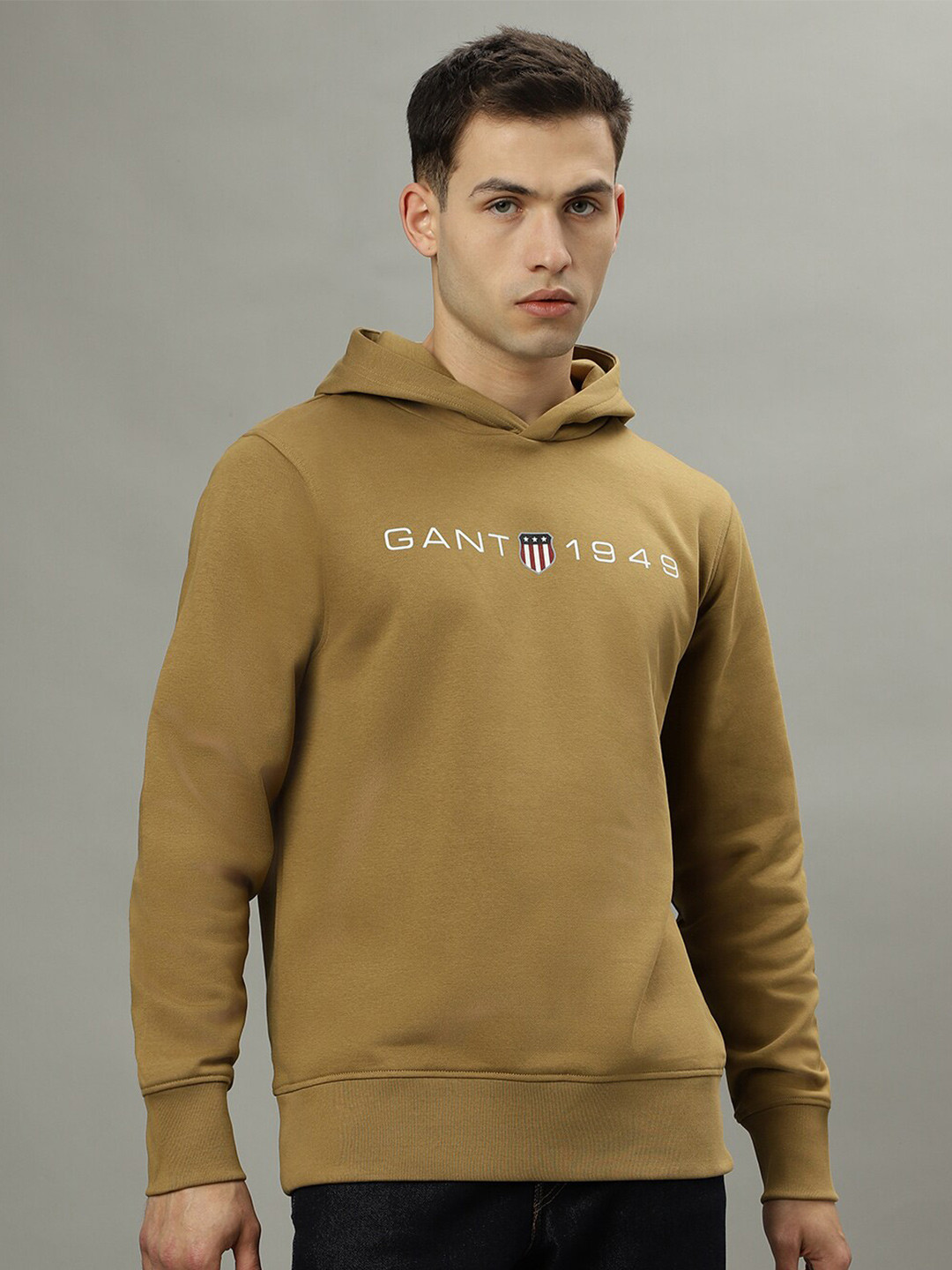 Buy GANT Solid Hooded Regular Fit Sweatshirt - Sweatshirts for Men ...