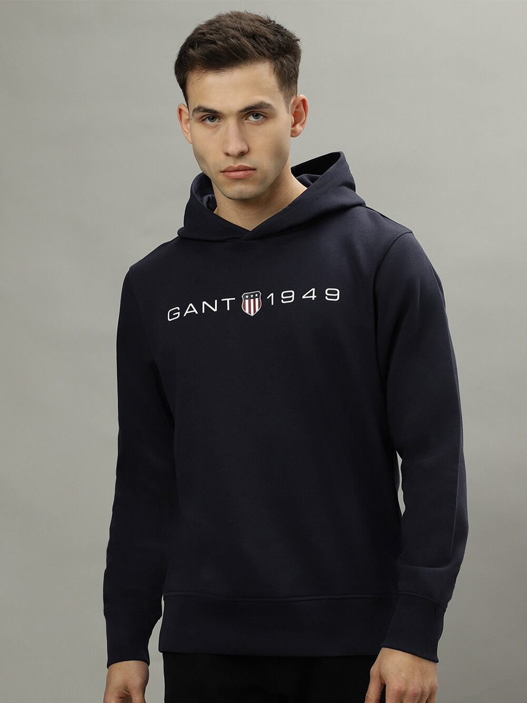 Buy GANT Solid Hooded Regular Fit Sweatshirt - Sweatshirts for Men ...