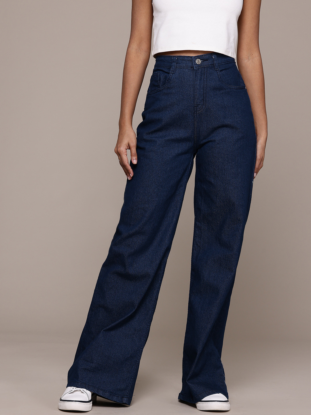 Buy The Roadster Lifestyle Co. Women High Rise Wide Leg Fit Jeans ...