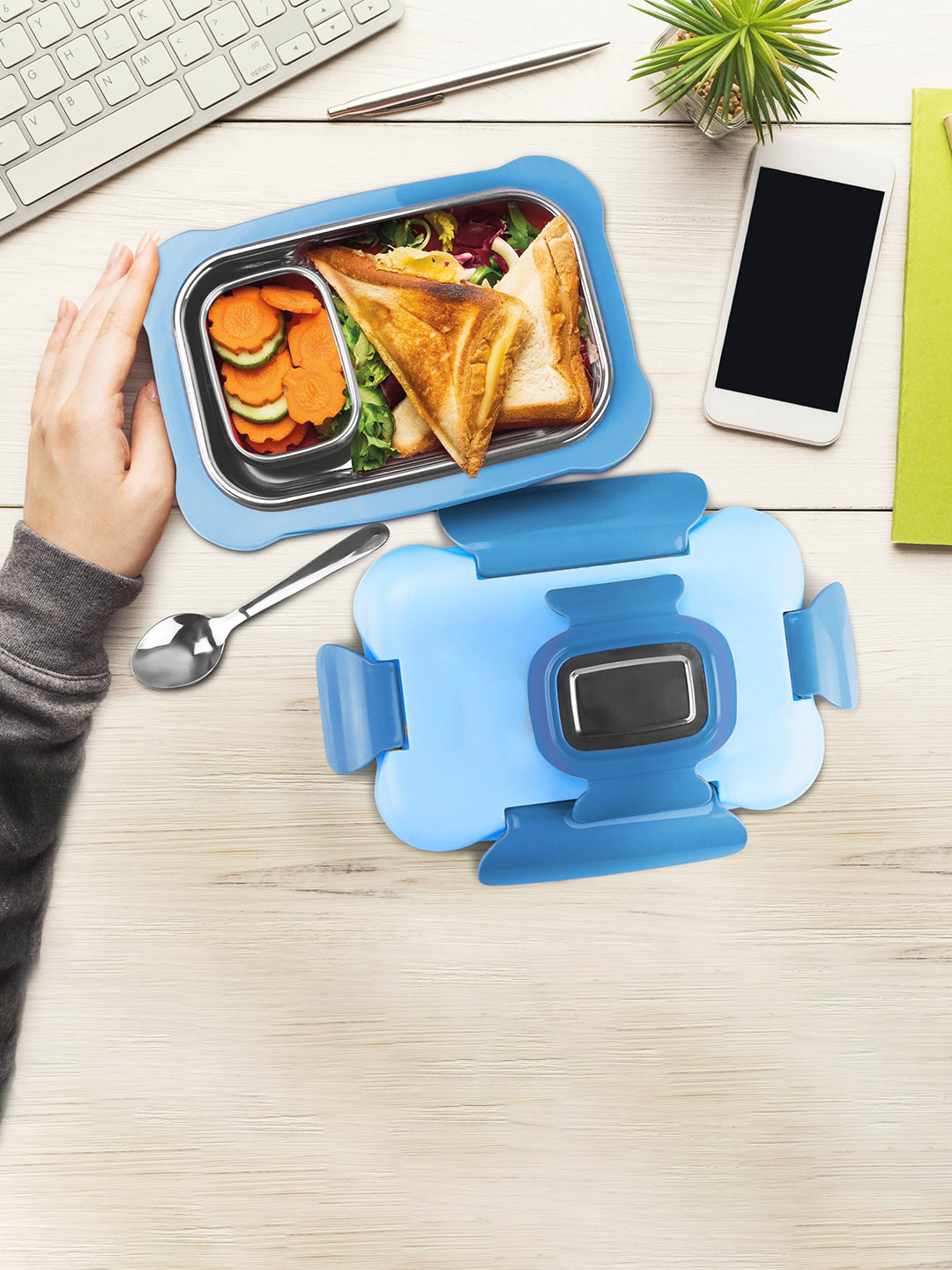 Buy Milton Blue More Meal Large Tiffin Box With Container & Spoon 770 ...