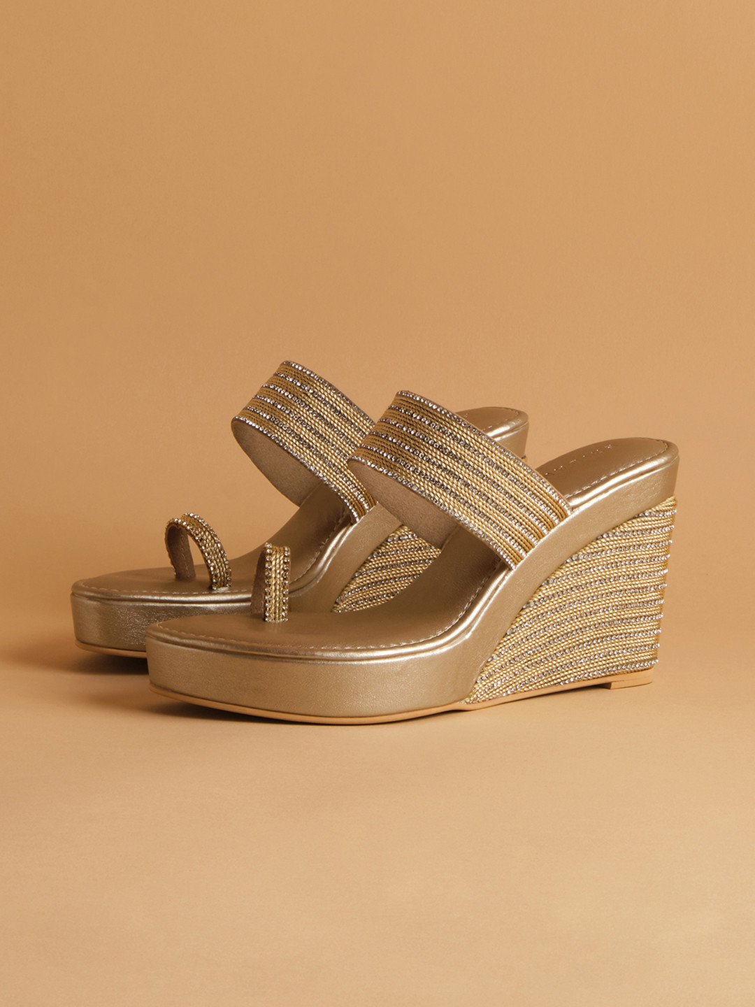 Buy ERIDANI Embellished Open Toe Wedge Heels - Heels for Women 26703044 ...