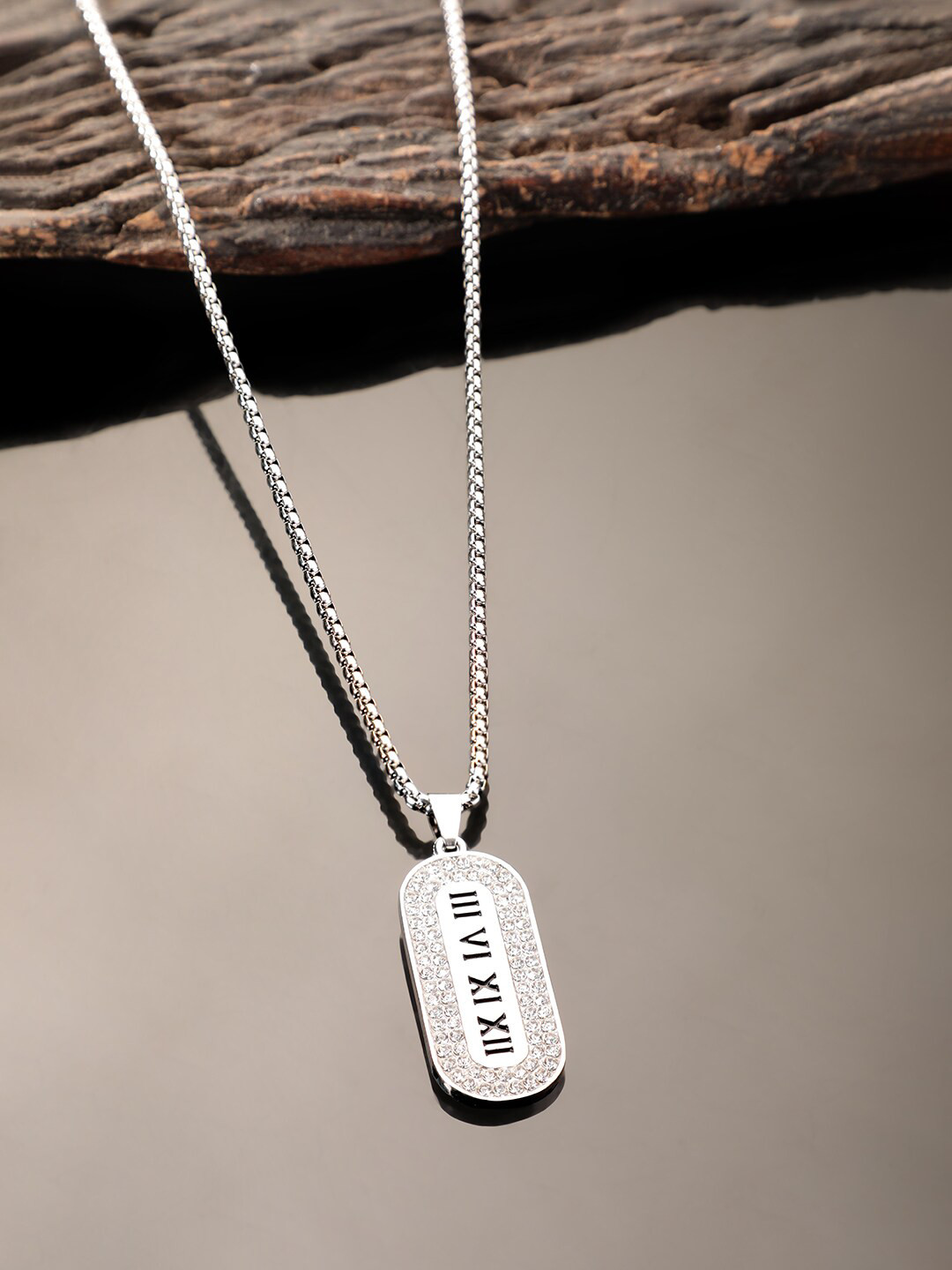 Buy The Roadster Lifestyle Co. Men Silver Plated Pendent & Chain ...