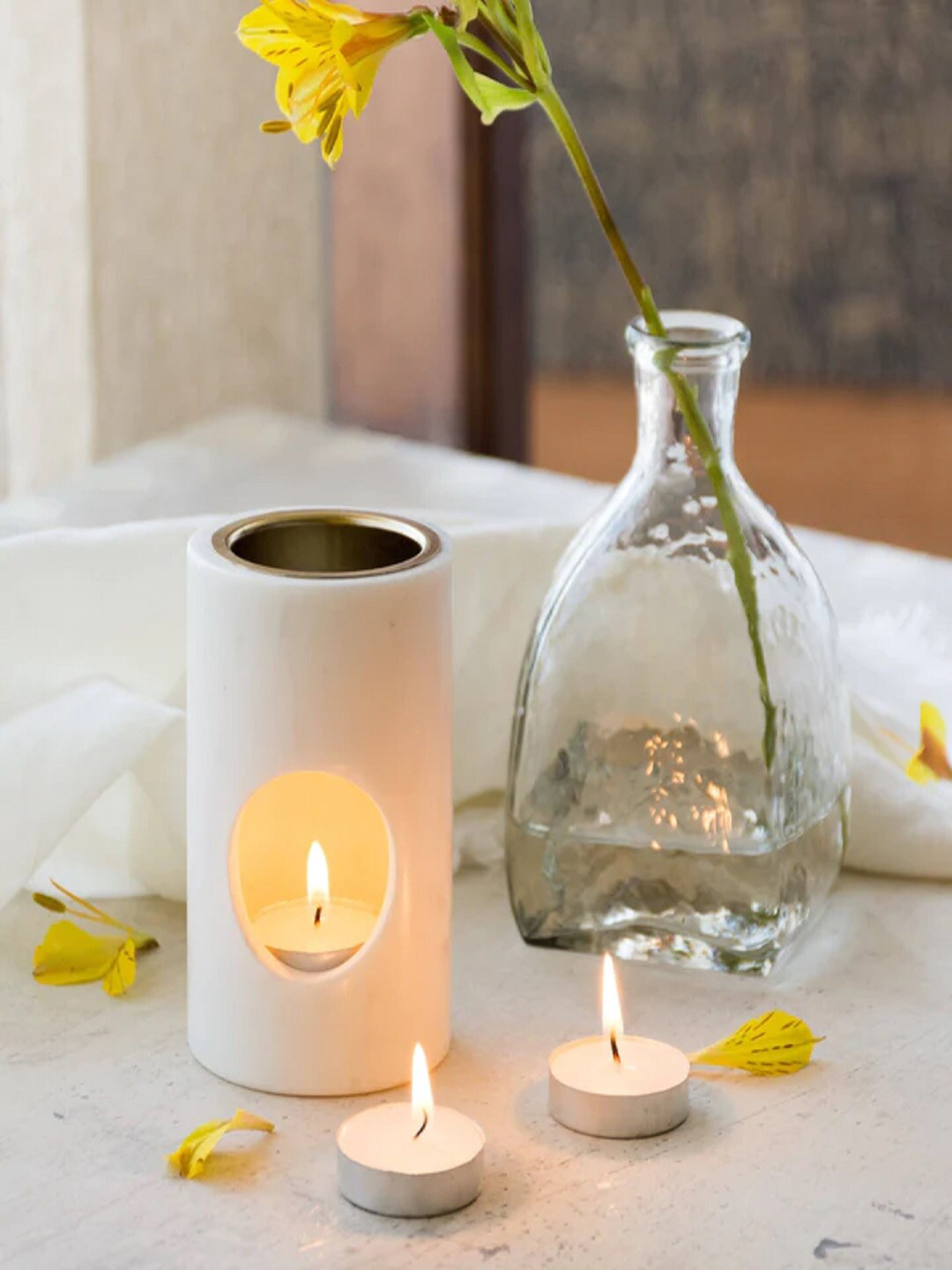 Buy Ritualistic White Cylindercal Shaped Marble Aroma Oil Diffuser ...