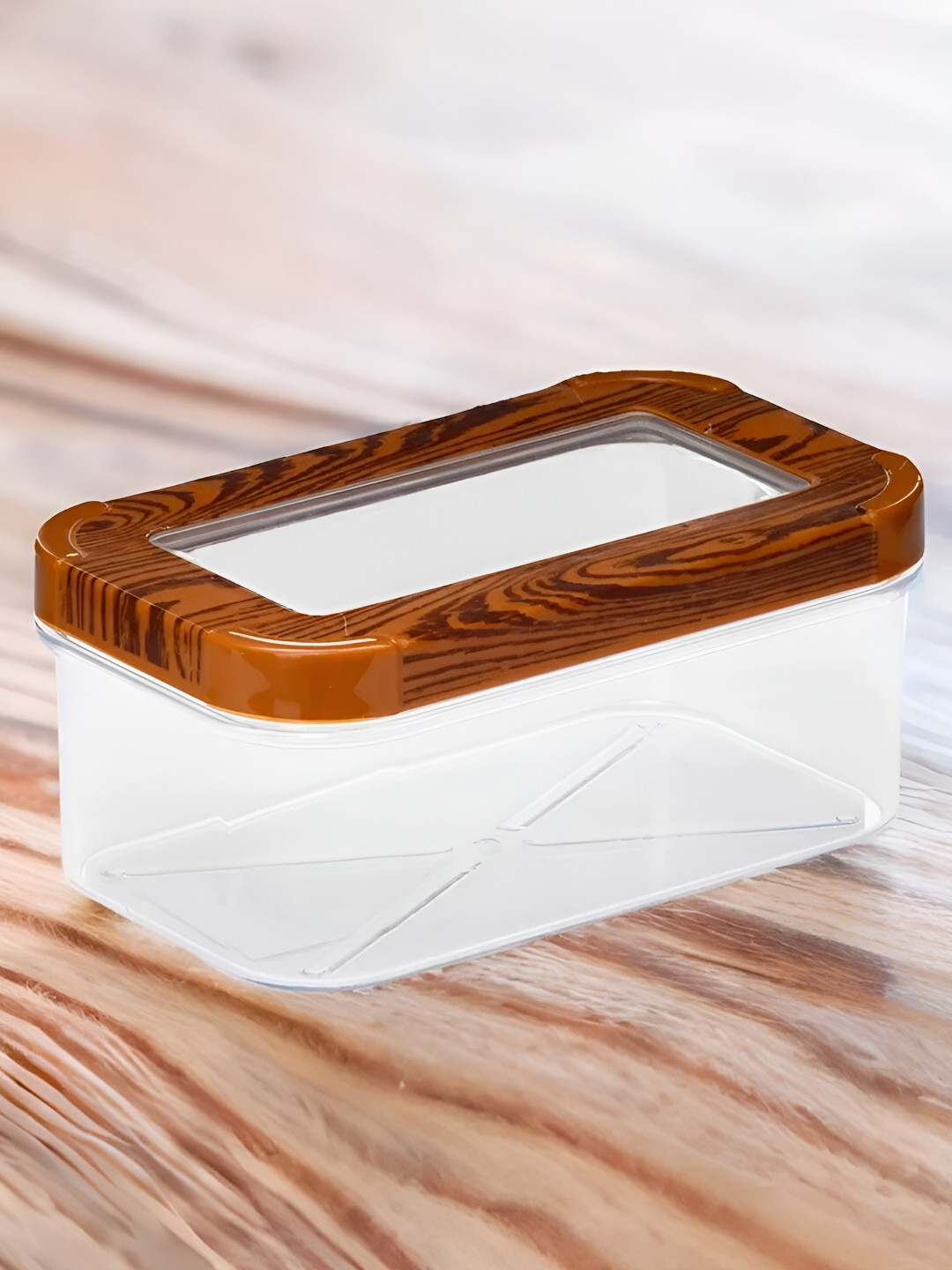 Buy Athome By Nilkamal Brown Transparent Rectangular Canister 600 Ml ...