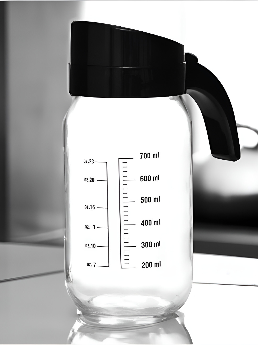 Buy Athome By Nilkamal Transparent Glass Oil Measure Jar With Lid 1 L ...