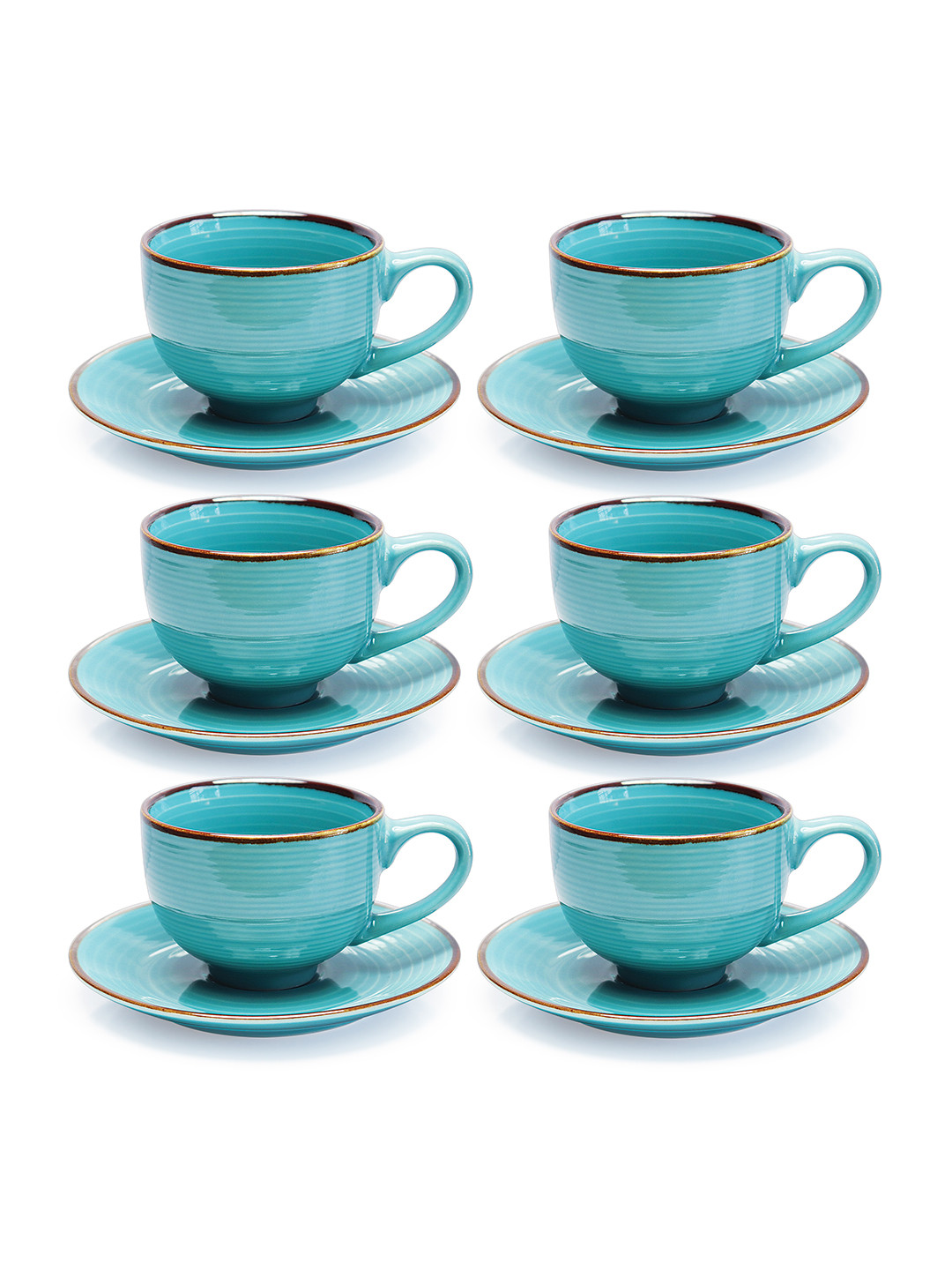 Buy Treo Set Of 12 Cyan Eclat Cups And Saucers 160 ML Each - Tea Set ...