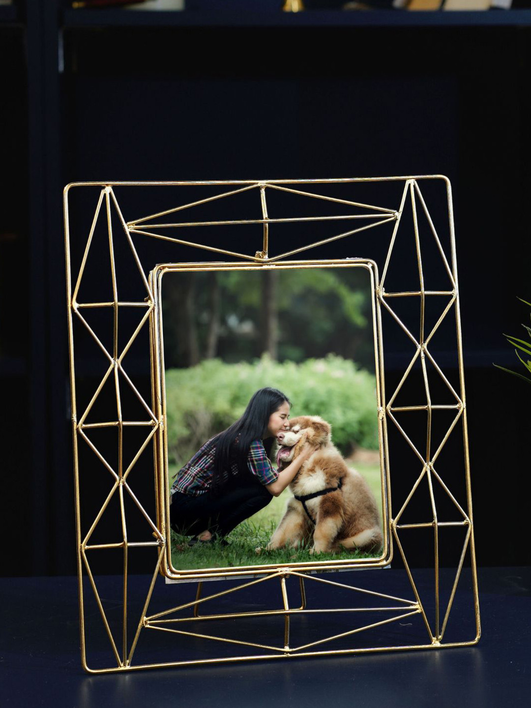 Buy BEHOMA Golden Geometric Shaped Table Top 4x6 Photo Frame - Photo ...
