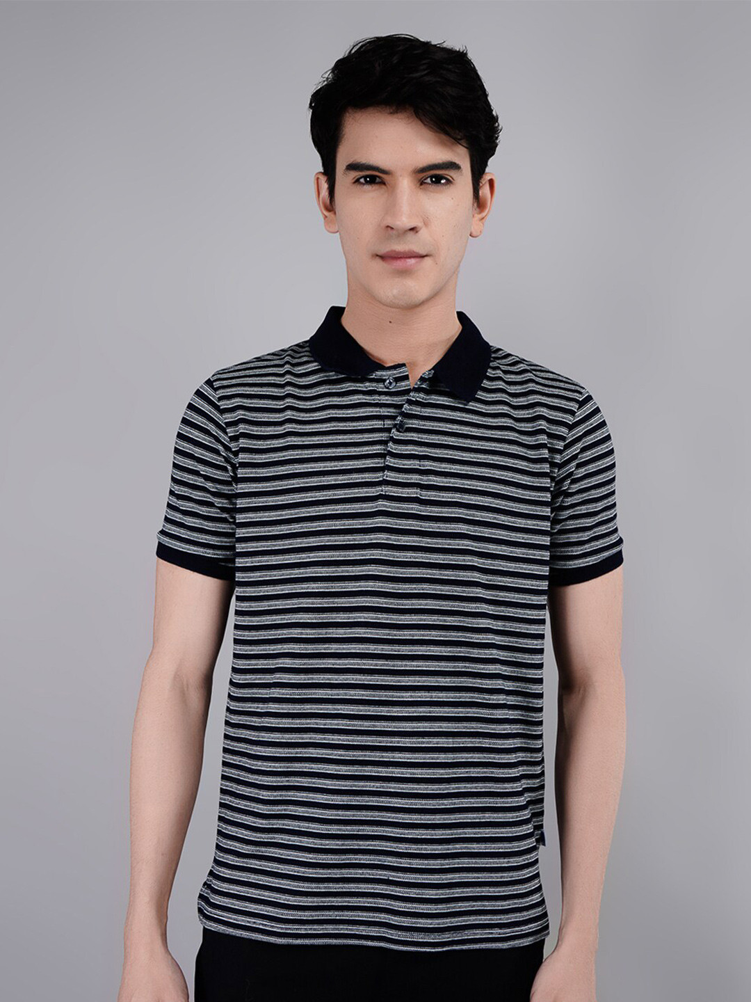 Buy TIM PARIS Striped Polo Collar Cotton T Shirt - Tshirts for Men ...