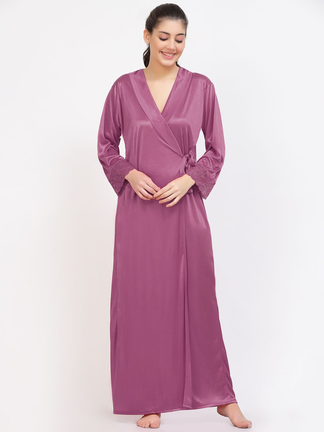 Buy NIGHT KEYS Pack Of 2 Satin Maxi Nightdress With Robe - Nightdress ...
