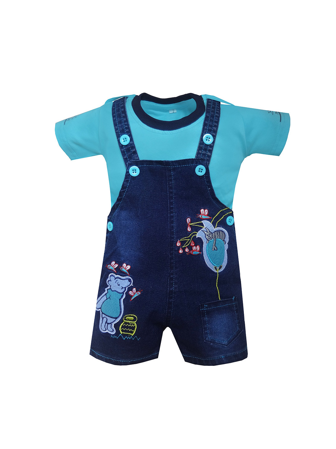 Buy BAESD Kids Graphic Embroidered Cotton Denim Dungaree - Dungarees ...