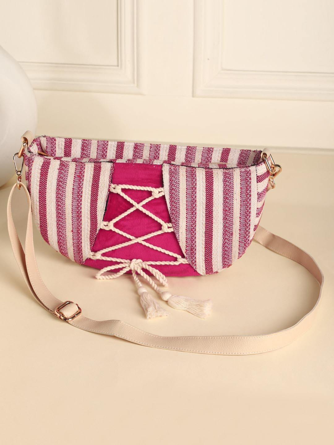 Buy DEEBACO Striped Half Moon Shoulder Bag - Handbags for Women ...