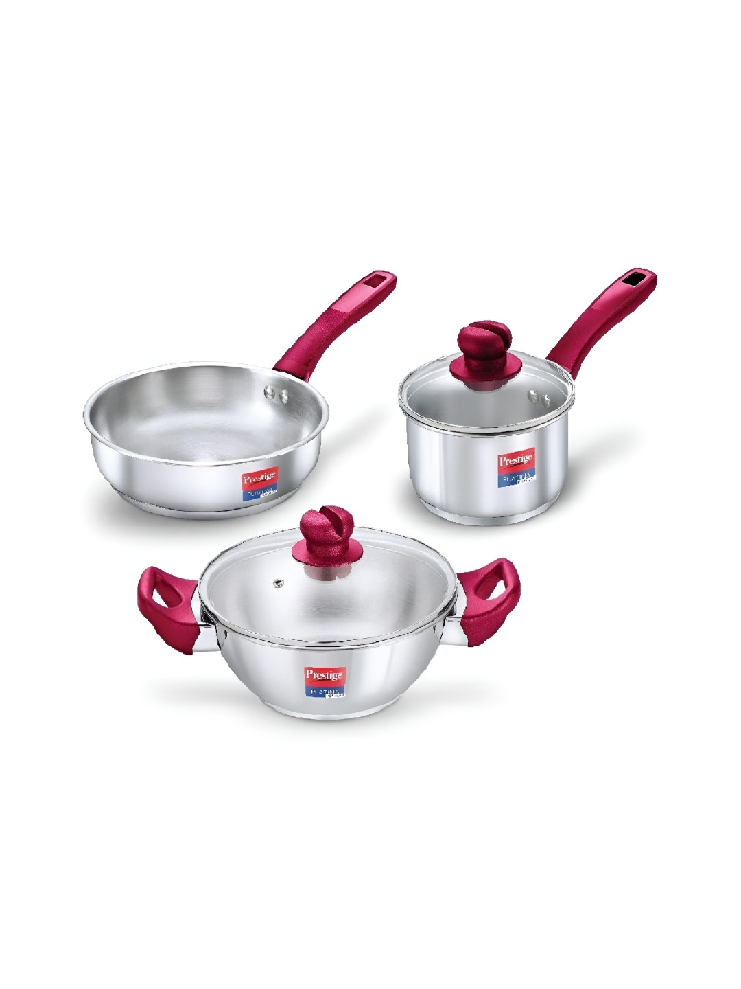 Buy Prestige Silver Toned 3 Pieces Stainless Steel Induction Base ...