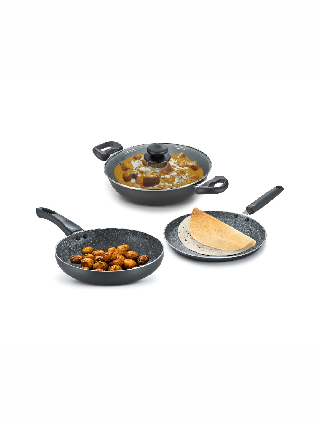 Buy Prestige Black 3 Pieces Aluminium Induction Base Cookware ...