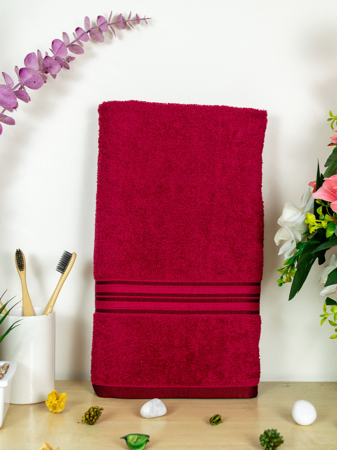Buy Aura Unisex Red Cotton 400 GSM Bath Towels - Bath Towels for Unisex ...