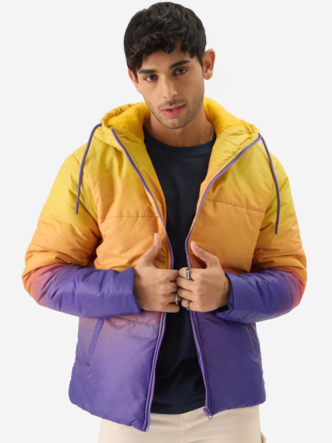 Buy The Souled Store Colourblocked Hooded Puffer Jacket - Jackets for ...