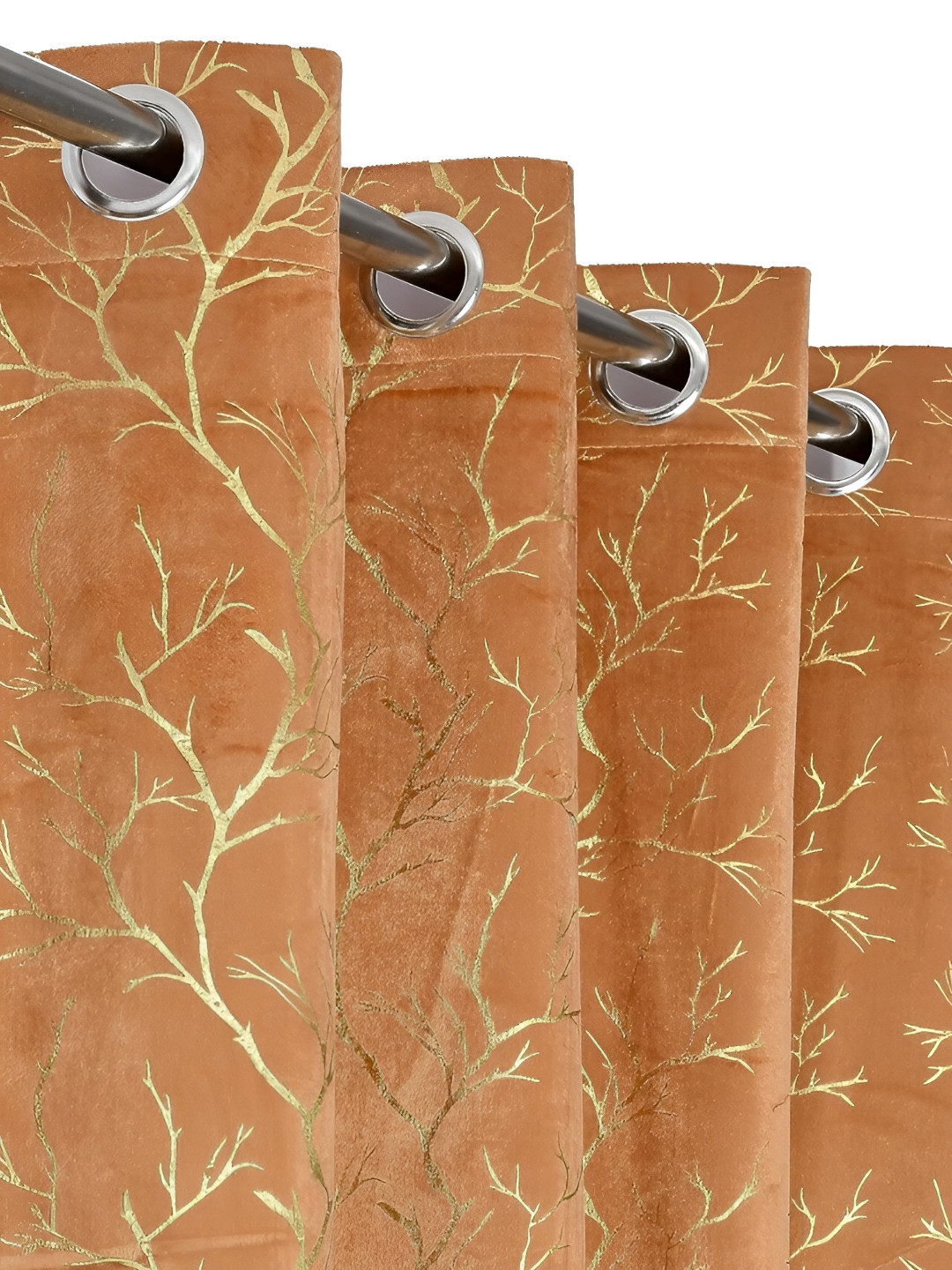 Buy Stuffique Copper Toned 2 Pieces Printed Room Darkening Window ...