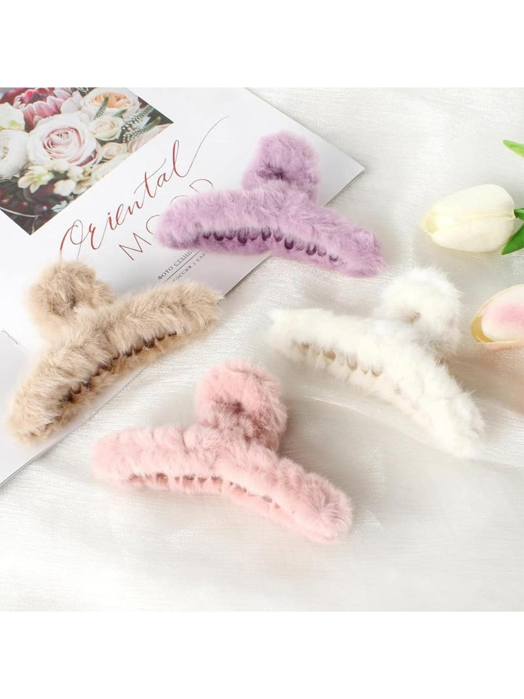 Buy DN Creation Set Of 4 Fur Claw Clip - Hair Accessory for Women ...