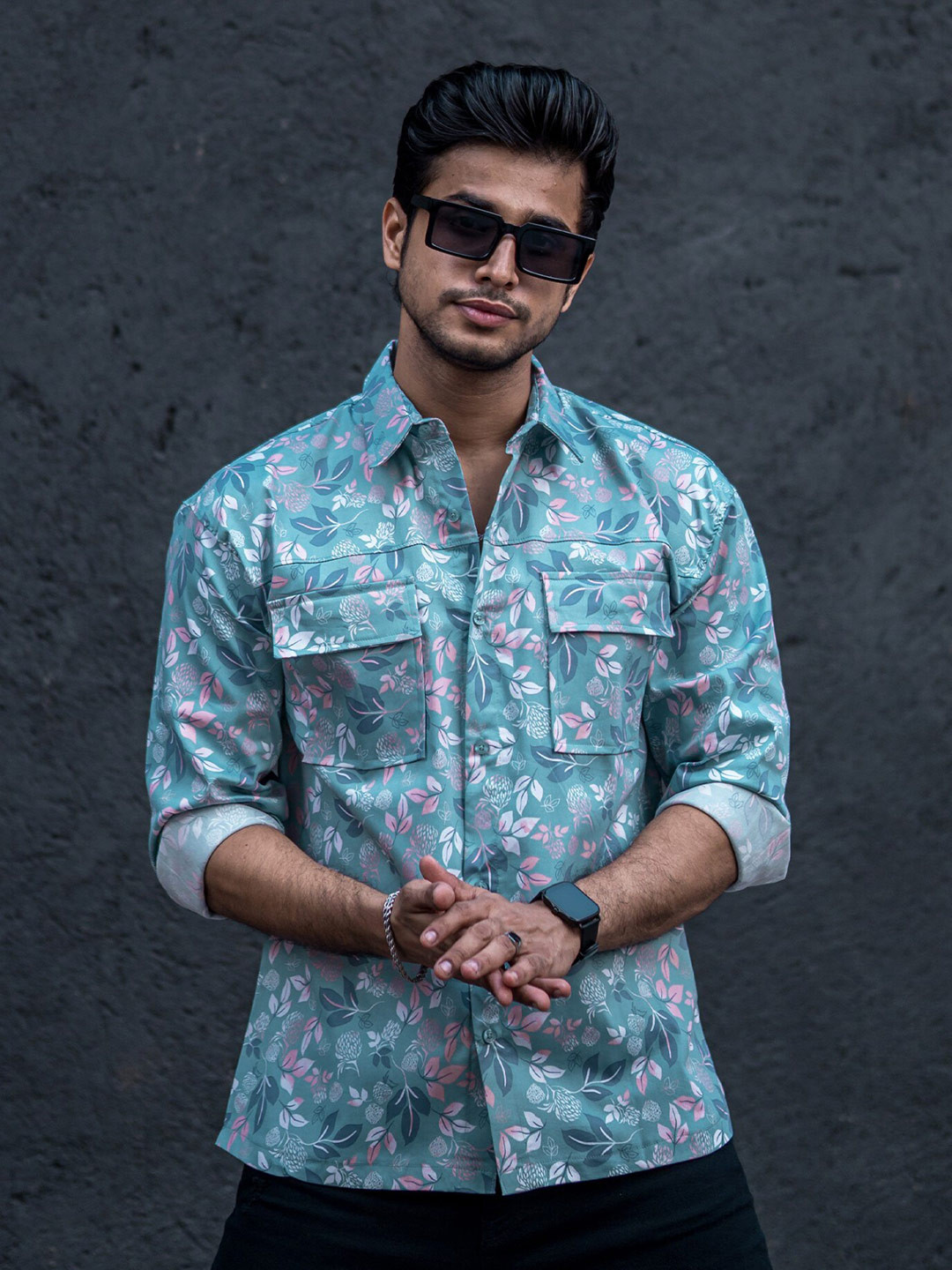 Buy Maniac Classic Floral Spread Collar Chest Pocket Full Sleeve Cotton ...