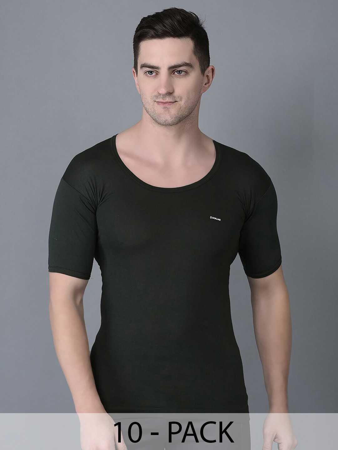 Buy Dollar Bigboss Men Solid Pack Of 10 Combed Cotton Shrinkless Vest ...